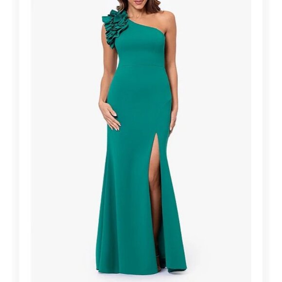 Xscape | Dresses | Sz 2 Nwt Xscape Green Stretch Oneshoulder Mermaid ...
